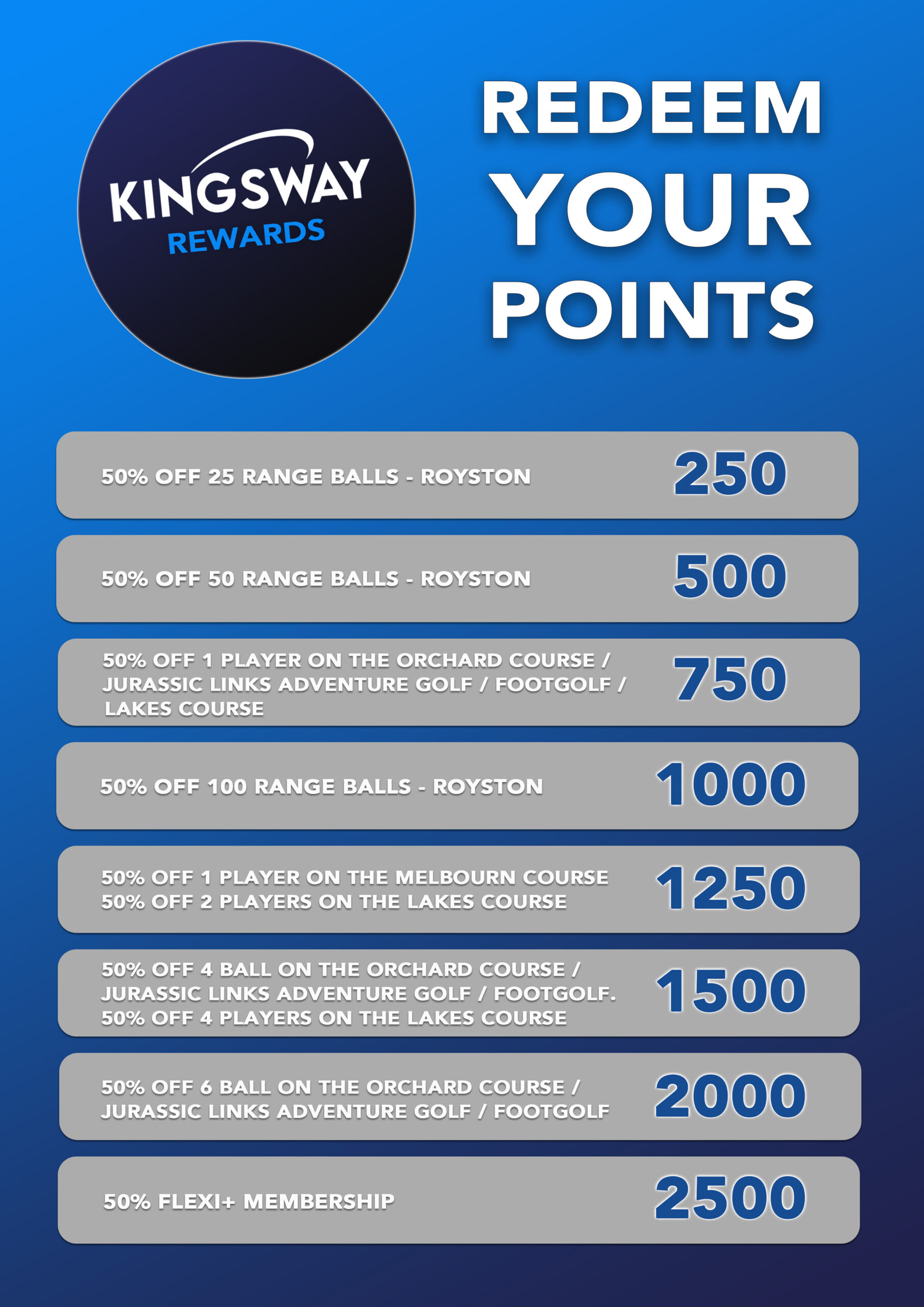 Kingsway Rewards - Kingsway - Golf Centres - Royston, Cambridge ...